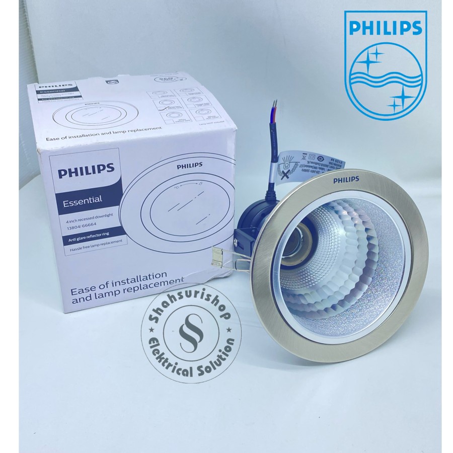Jual PHILIPS DOWNLIGHT RECESSED NICKEL 66664 4 INCH 4" SILVER MAX 18 ...