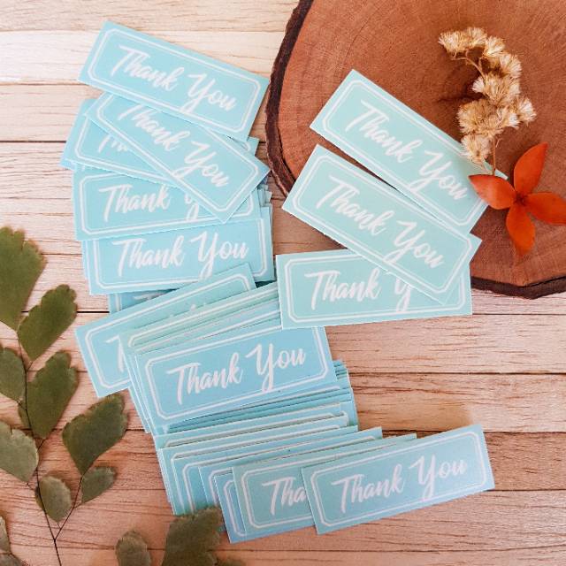 Jual [Sticker Party] 10pcs Stiker Thank You Biru Muda Lucu Sealer ...