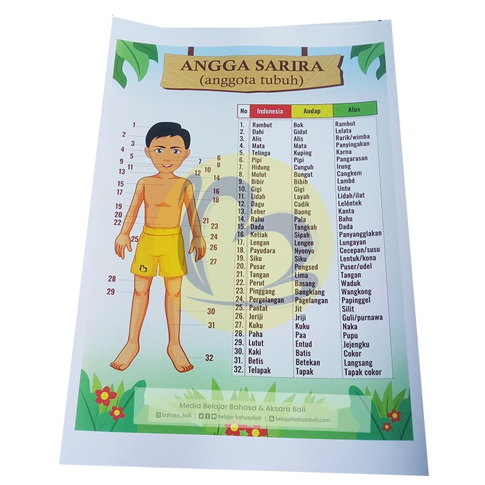 Jual Poster Anggota Tubuh/Badan - Angga Sarira Bahasa Bali | Shopee ...