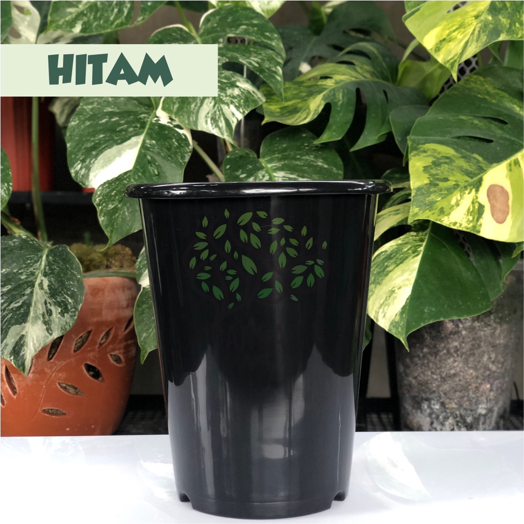 Jual NKT Tower Pot Tinggi Tanaman Hias Bunga Ukuran 18 Hitam Putih ...