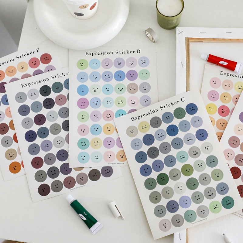 Jual Stiker Lucu Expression Sticker Deco Journal Aesthetic 48pcs ...