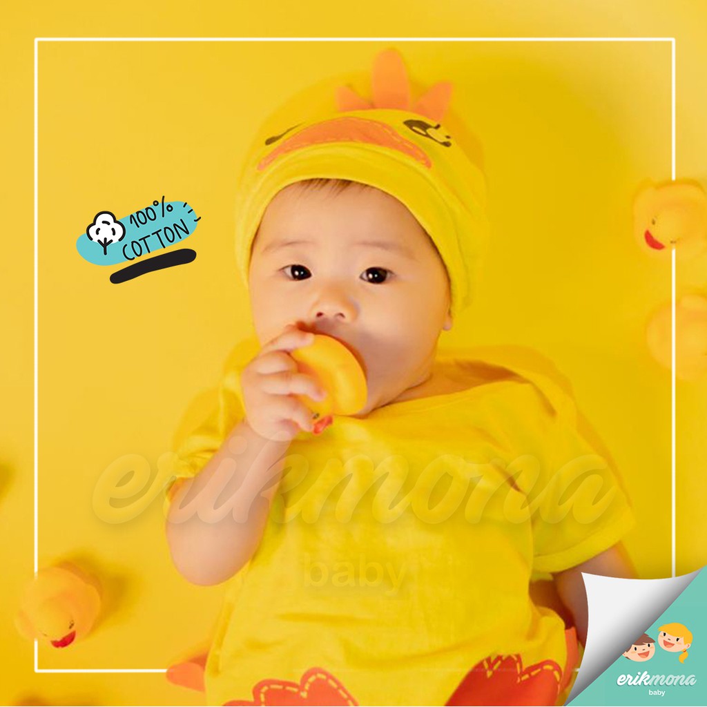 Jual ⭐️baju bayi Jumper Bayi baju anak bebek kuning topi lucu⭐️ ...