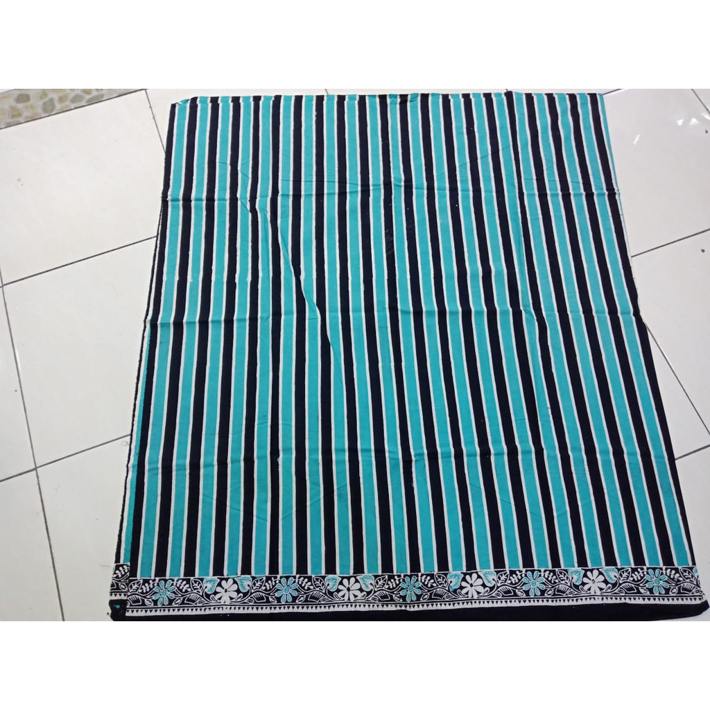 Jual Kain batik cap Motif lurik tosca tumpal kembang hitam 8 Ab1 ...