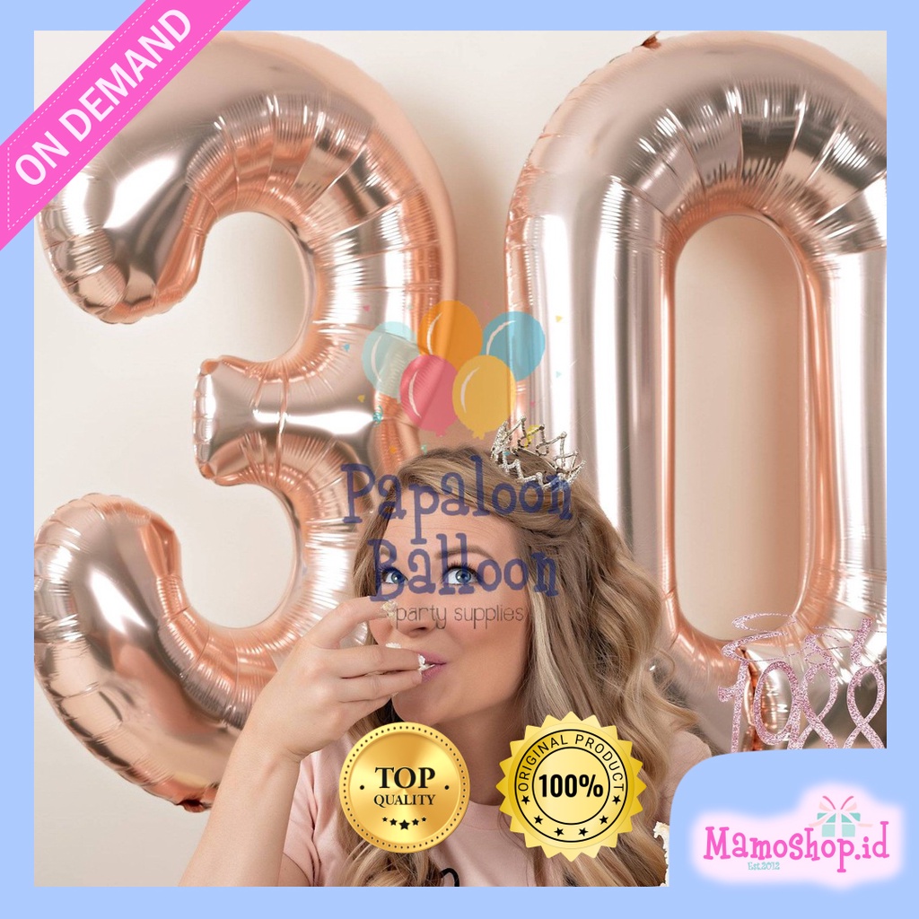 Jual Balon Angka 1m Rose Gold Number Balloon 100 cm | Shopee Indonesia
