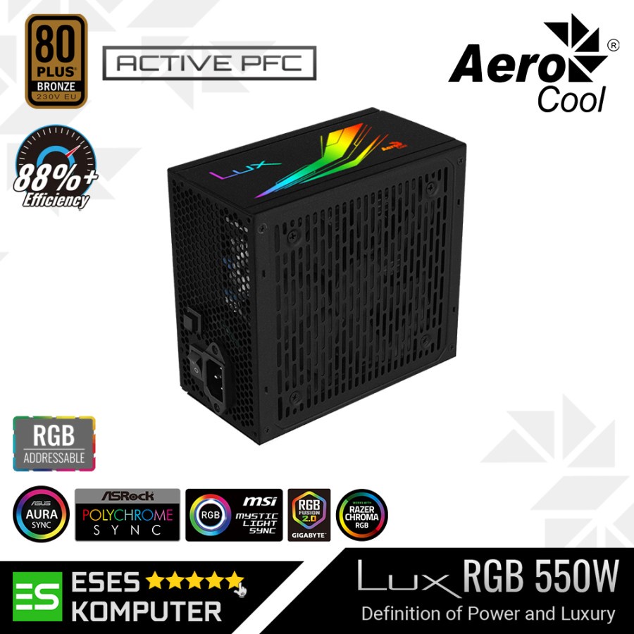 Jual Aerocool PSU LUX 550W 550 Watt RGB 80 Plus Bronze Flat Cables ...