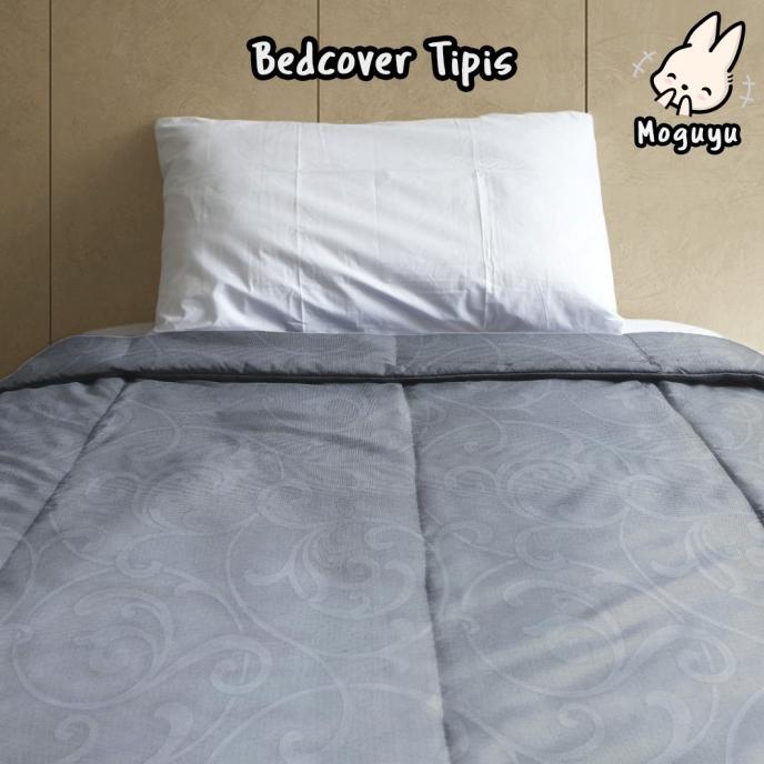 Jual bed cover tipis/selimut 150x220 cm abu motif embos ukir warna abu ...