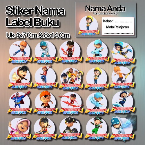 Jual Stiker Label Buku boboiboy boboi Kartun gopal ling yaya animasi ...