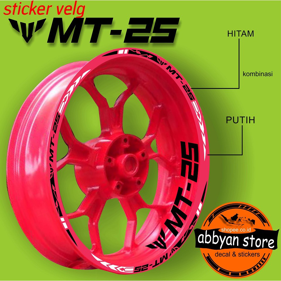 Jual Stiker Velg Sticker Motor Decal Yamaha MT25 Velg Merah bisa custom ...