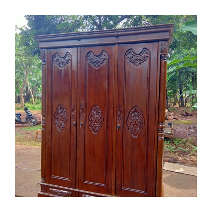Jual ALMARI KAYU LEMARI KAYU JATI PLURU PINTU 3 BEST SELLER | Shopee ...