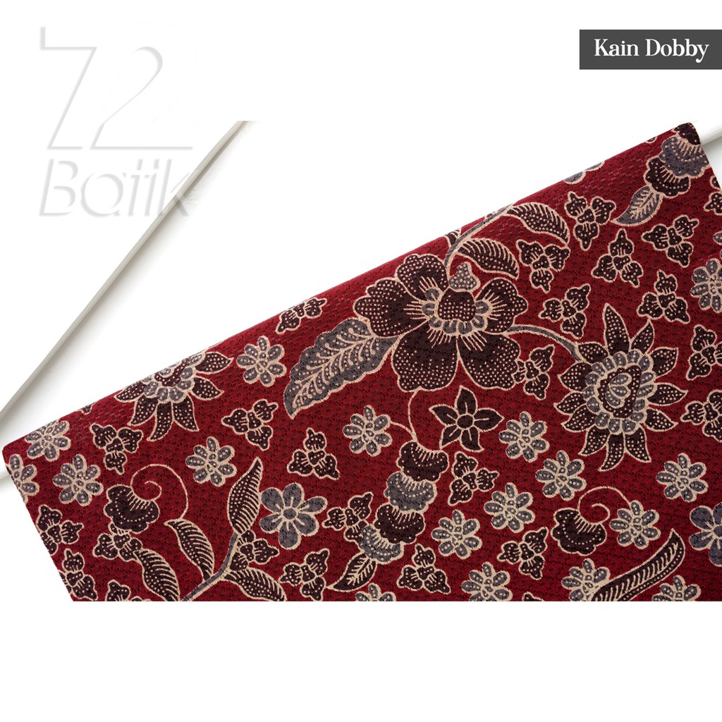 Jual KAIN BATIK PREMIUM Dobby Motif Kembang Warna Merah Abang Dolbi ...