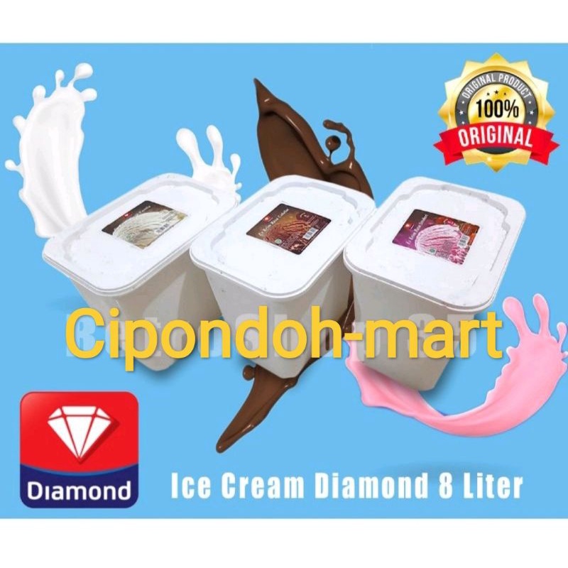 Jual ICE CREAM DIAMOND 1 RASA VANILLA, STRAWBERRY DAN COKLAT UKURAN 8 ...