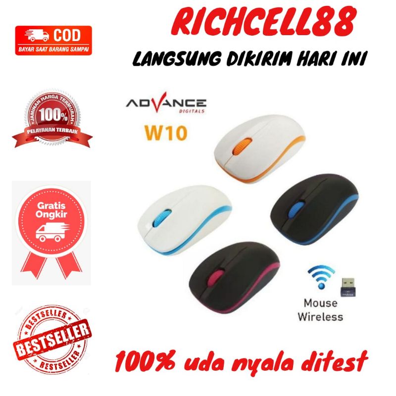 Jual Mouse W10 Wireless Advance/Mouse Bluetooh/Mouse Pc/Mouse Laptop ...
