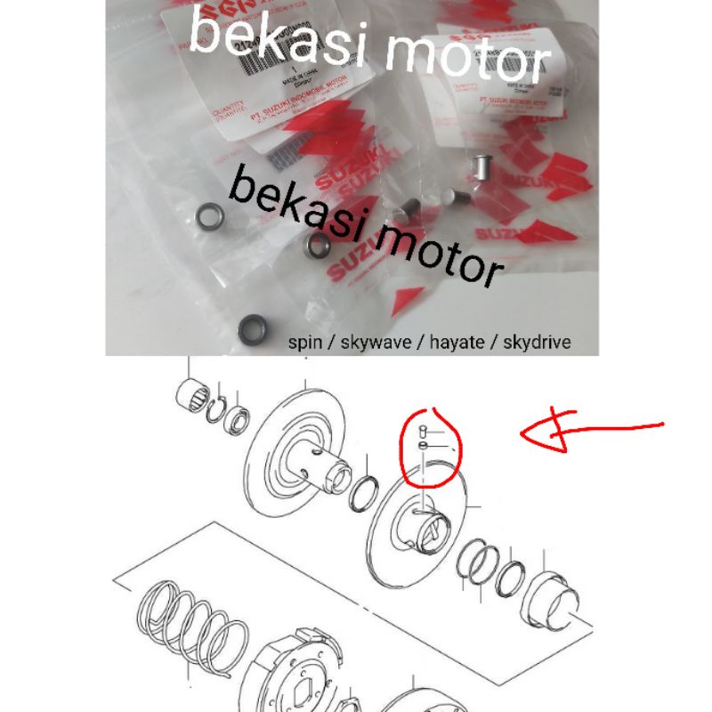 Jual 21248-33G 3pcs dan 21249-33G 3pcs spacer paku cvt pin puli suzuki ...