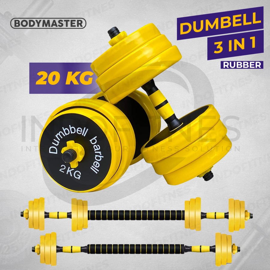 Jual Adjustable Dumbell Rubber 20KG - Barbell set Dambel Karet 20 KG ...
