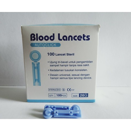 Jual blood lancet autoclick 26G 28G onemed isi 100 pc | Shopee Indonesia