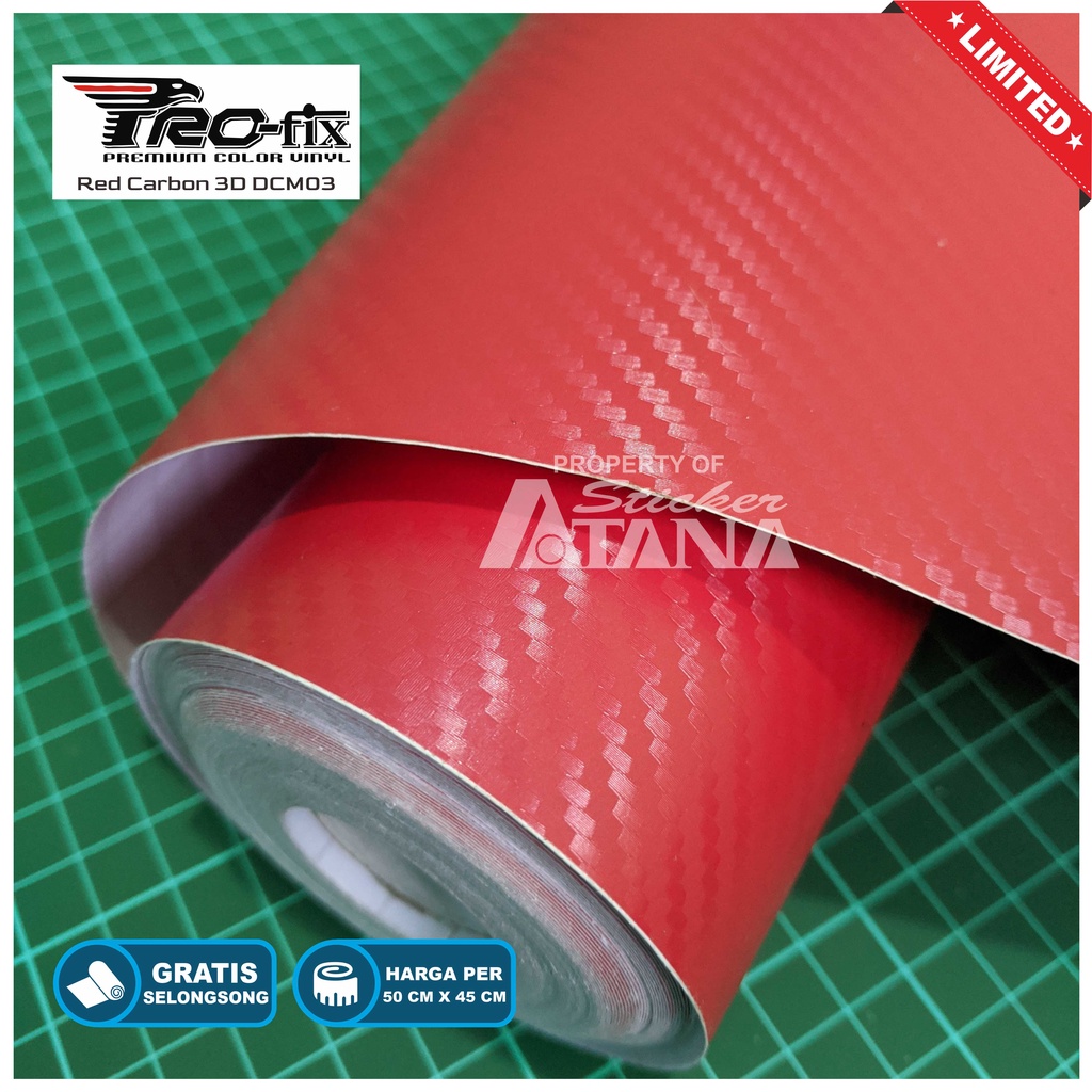 Jual Skotlet Carbon Merah 3D Scotlet Karbon Fiber Stiker Kevlar Sticker ...