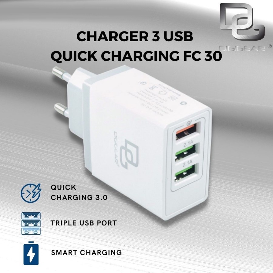 Jual DIGIGEAR FAST CHARGER 3 PORT USB | Shopee Indonesia