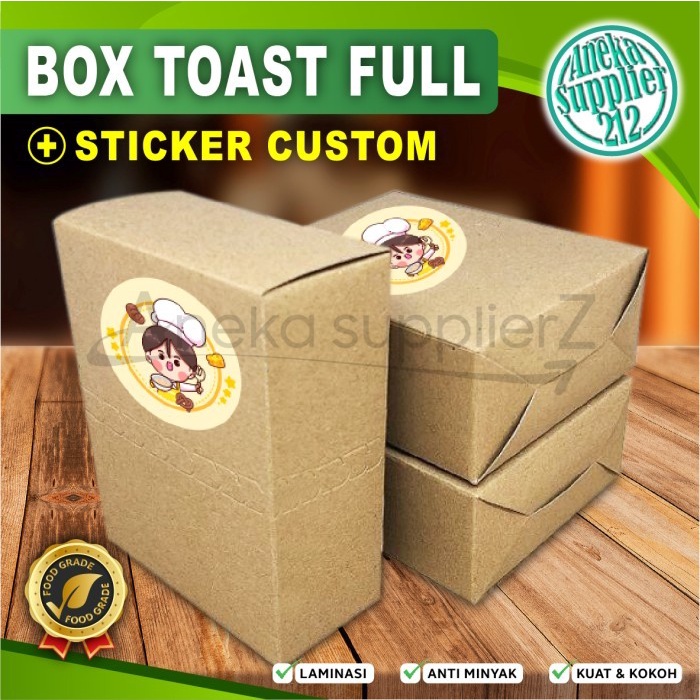 Jual Box Toast - Dus Roti Bakar | FULL - KRAFT COKLAT + Stiker Custom ...