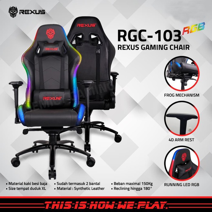 Jual Kursi Gaming Rexus RGC 103 V2 RGB LED Gaming Chair | Shopee Indonesia