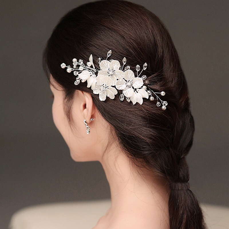Jual Jepit Rambut Besar Motif Bunga / White Flower Large Hair Clip ...