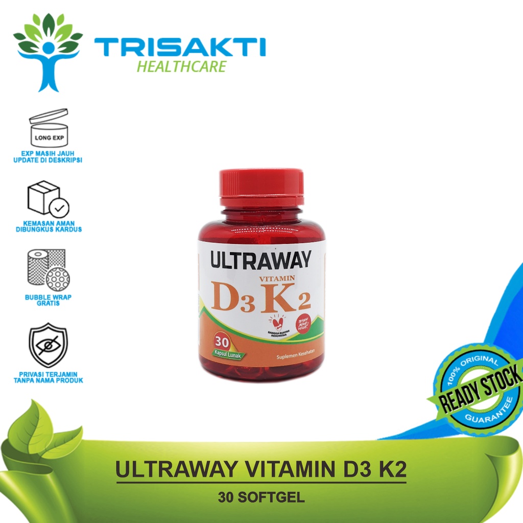 Jual ULTRAWAY K2 D3 SUPLEMEN KESEHATAN ISI 30/100 KAPSUL VITAMIN D3 DAN VITAMIN K2 | Shopee ...