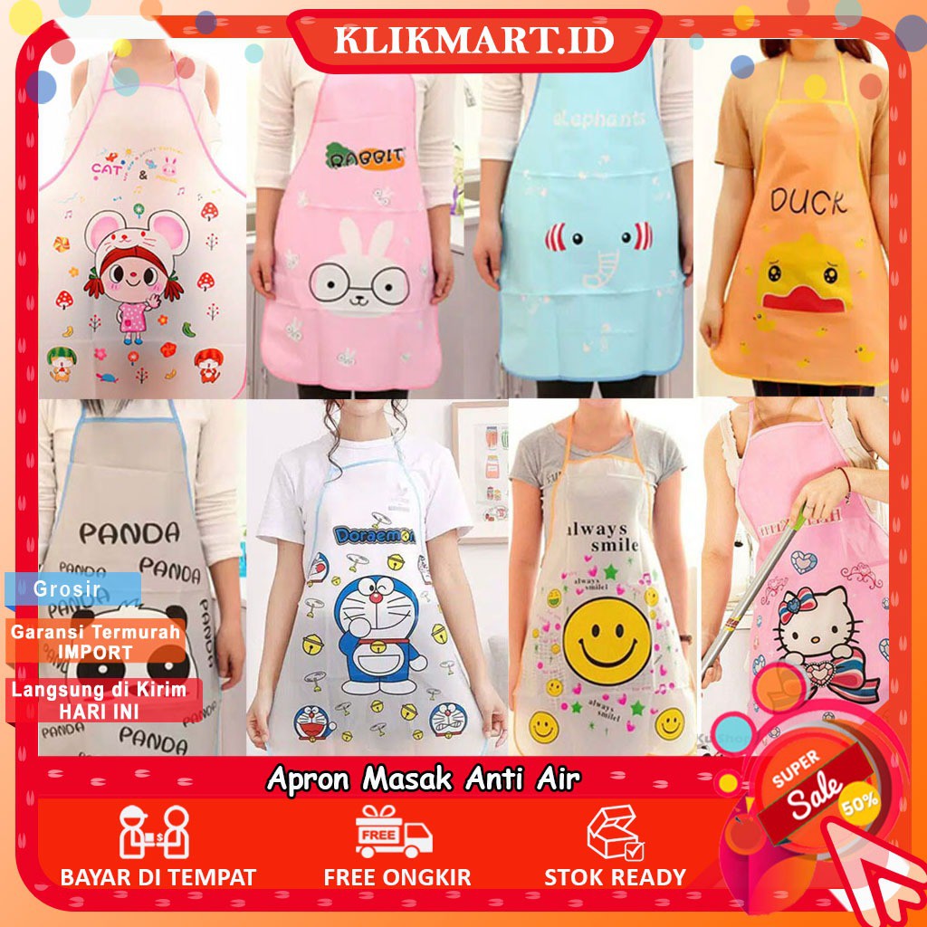 Jual Km-117 Celemek / Apron Masak Dapur Anti Tahan Air Waterproof Jumbo ...