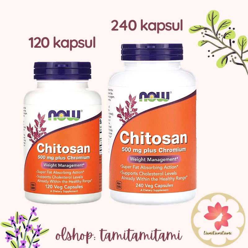 Jual Now Chitosan Plus Chromium 500 mg, 120 Veg Kapsul - Weight ...