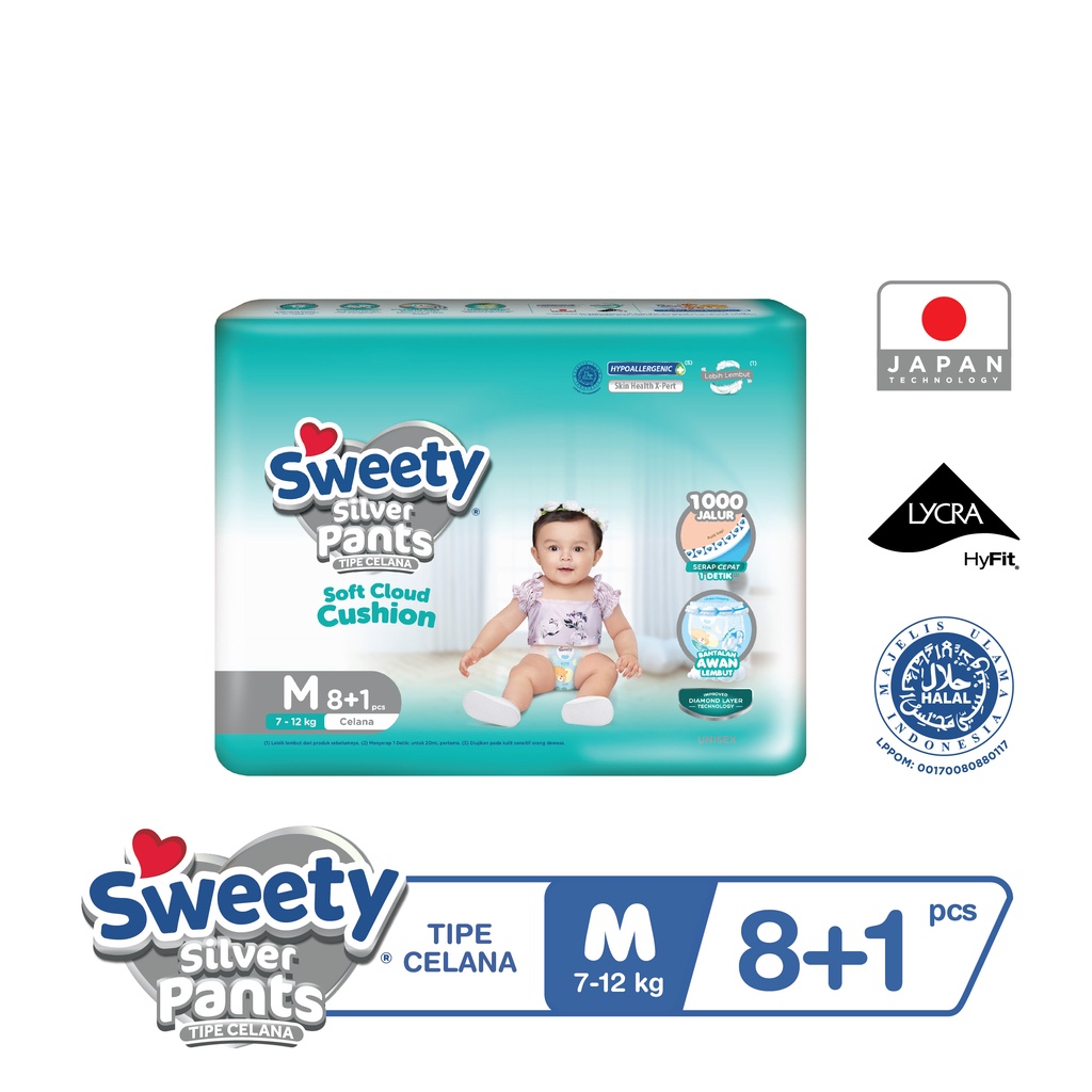 Jual Sweety Silver Pants Cloud Soft M 8+1s Popok Celana Baby Diapers ...