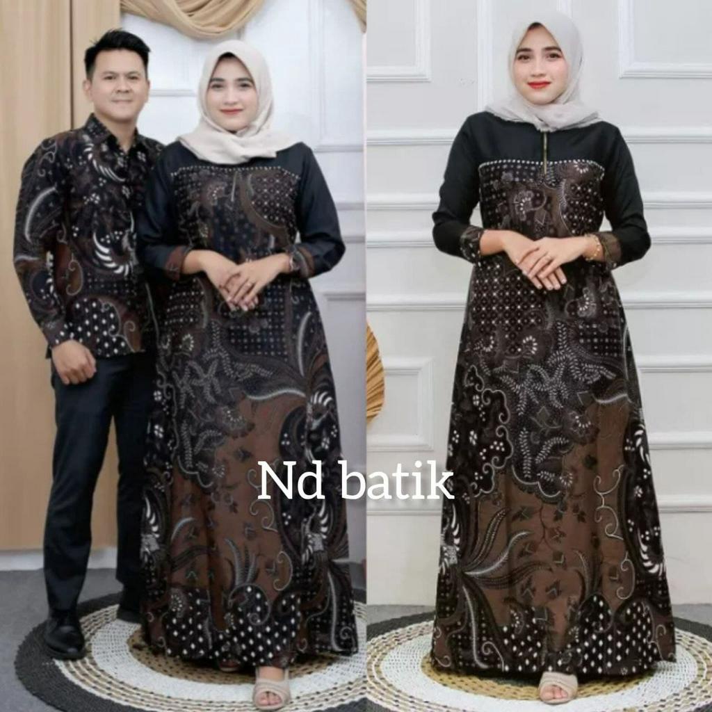 Jual Gamis Couple Gamis Batik Kombinasi Modern Sarimbit Batik Couple ...
