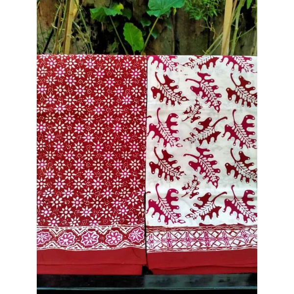 Jual Kain Batik Solo CAP wonogiren motif truntum merah daun putih ...