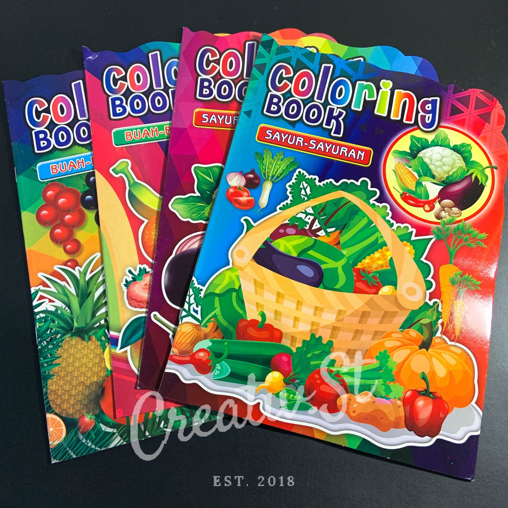 Jual Buku Mewarnai Besar 30 x 25 cm Buah & Sayur Coloring Book | Shopee ...