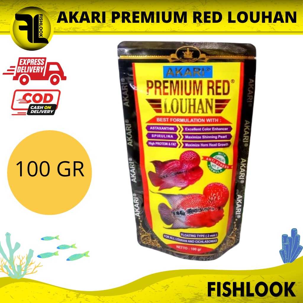 Jual AKARI PREMIUM RED LOUHAN PAKAN IKAN MAKANAN IKAN LOUHAN 100 Gram ...