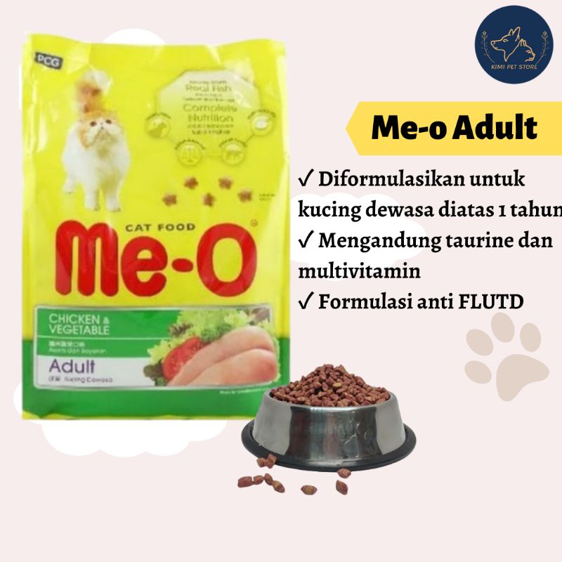 Jual makanan kucing meo adult chicken and veg. kemasan repack 1 kg (me ...