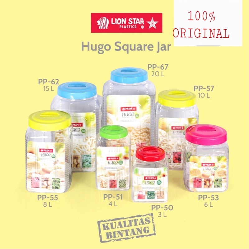 Jual LION STAR - Hugo Round Jar / Square Jar / Toples Pelastik / Toples ...