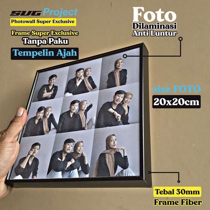 Jual CETAK FOTO BINGKAI FRAME BLOK 20x20cm List Hitam , tinggal tempel ...