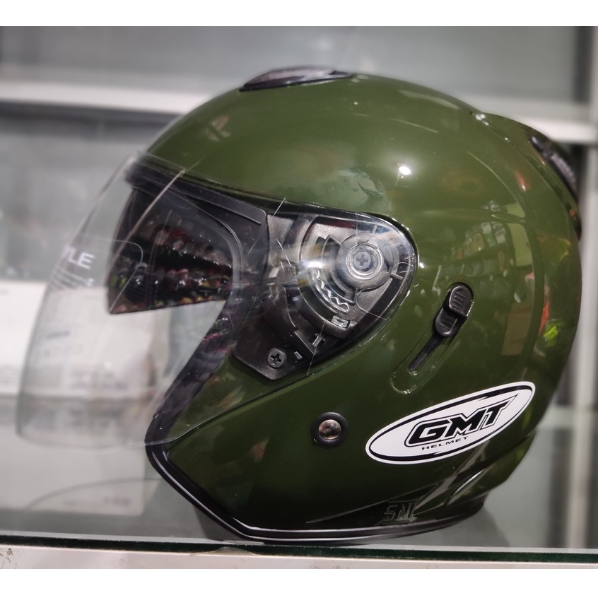 Jual Helm GMT Centro Green Army Glossy ( Doble Visior ) | Shopee Indonesia