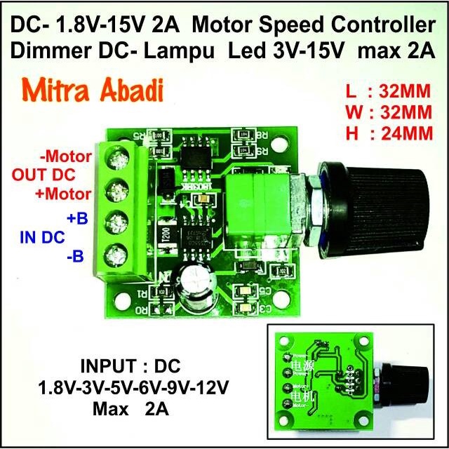 Jual Speed Controller/PWM DC/Dimmer DC 1,8V-15V 2A | Shopee Indonesia