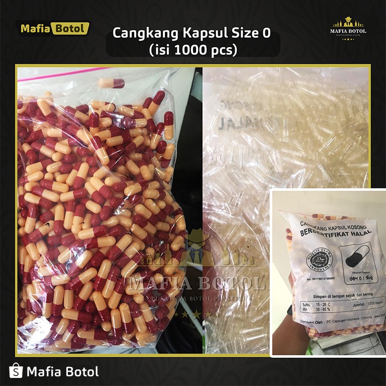 Jual Cangkang Kapsul Kemasan halal Ukuran Size 0 Herbal Obat bubuk ...