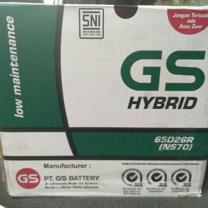 Jual aki mobil / Battery GS astra type Hybrid NS70 12volt-65amper | Shopee Indonesia