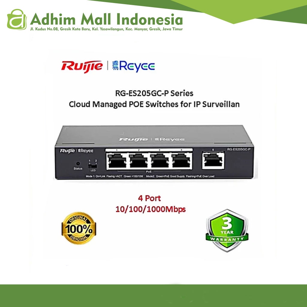 Jual RUIJIE Reyee RG-ES205GC-P Series Cloud Managed POE Switches ...
