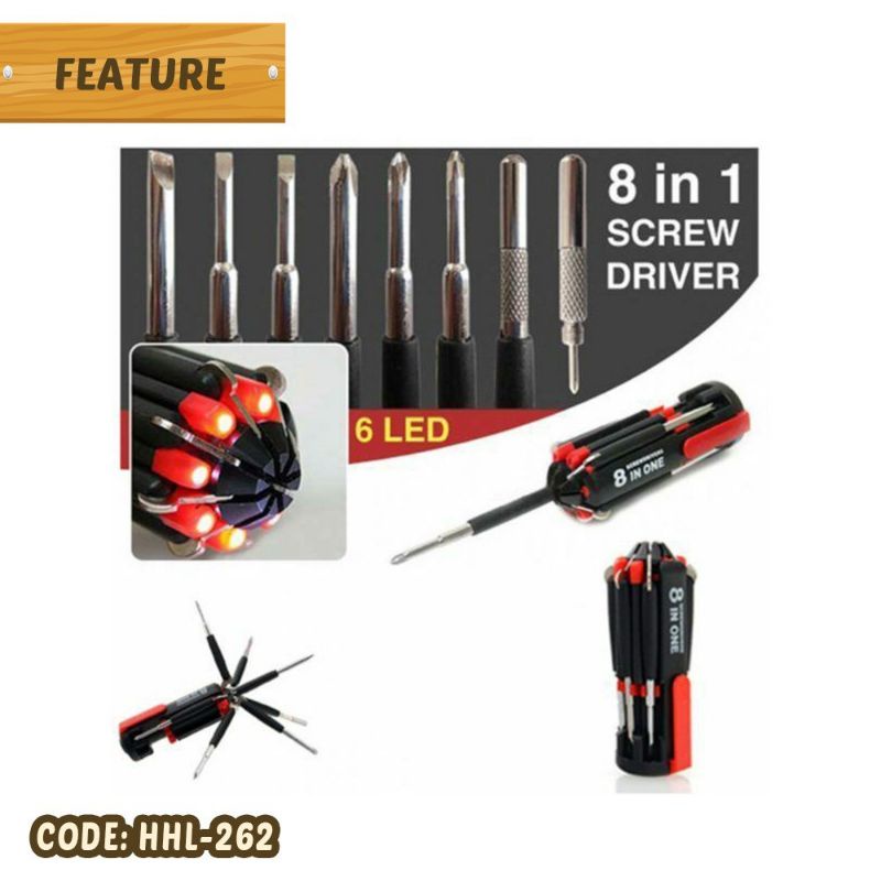 Jual Obeng Set 8 in 1 Senter / Obeng Senter Led Screwdriver Multifungsi ...