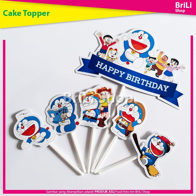 Jual Cake Topper HAPPY BIRTHDAY Doraemon Hiasan Kue Ultah Ulang Tahun ...