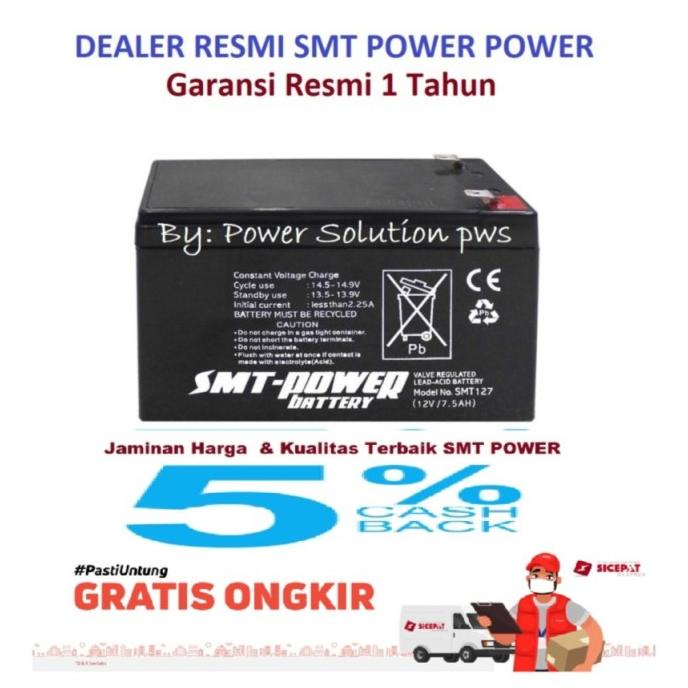 Jual Accu Aki Baterai Kering Battery Smt Power 12V 7Ah 7,2Ah 7,5Ah ...
