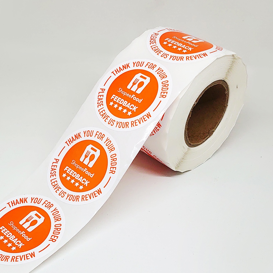 Jual Label Sticker Shopee Food Review Feedback Stiker Bundar Thank You ...