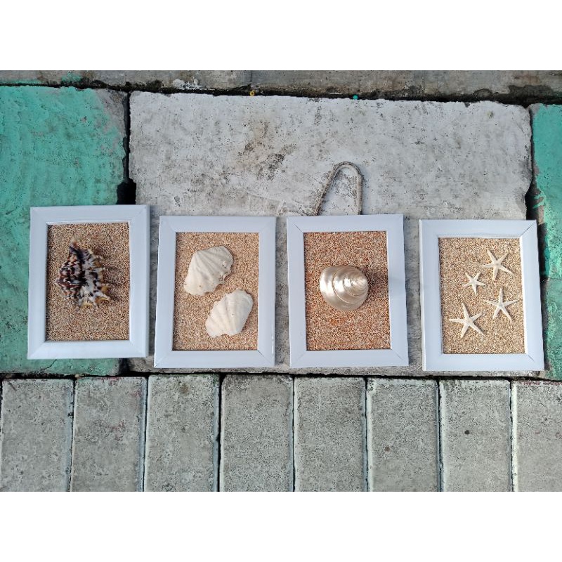 Jual frame kerang hiasan dinding isi 4 pcs murah | Shopee Indonesia