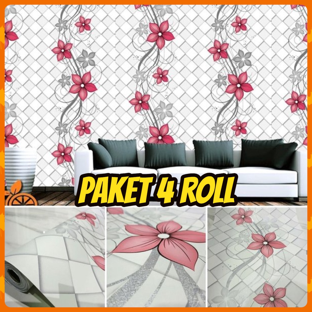 Jual PAKET 4 ROLL Wallpaper Stiker Dinding Motif Dan Karakter Premium Quality ukuran 45cm X 5 ...