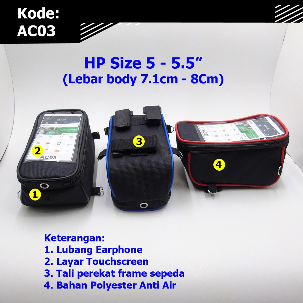 Jual Tas Holder HP Sepeda Motor AC03 | Gojek Grab Uber | Handphone | Roswheel | Shopee Indonesia