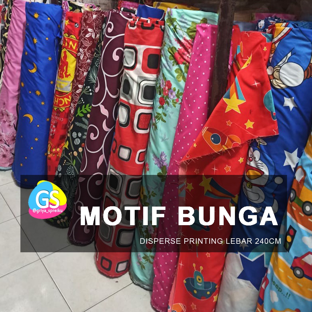 Jual Bahan Kain Sprei Meteran Katun Microtex Disperse Motif Bunga ...