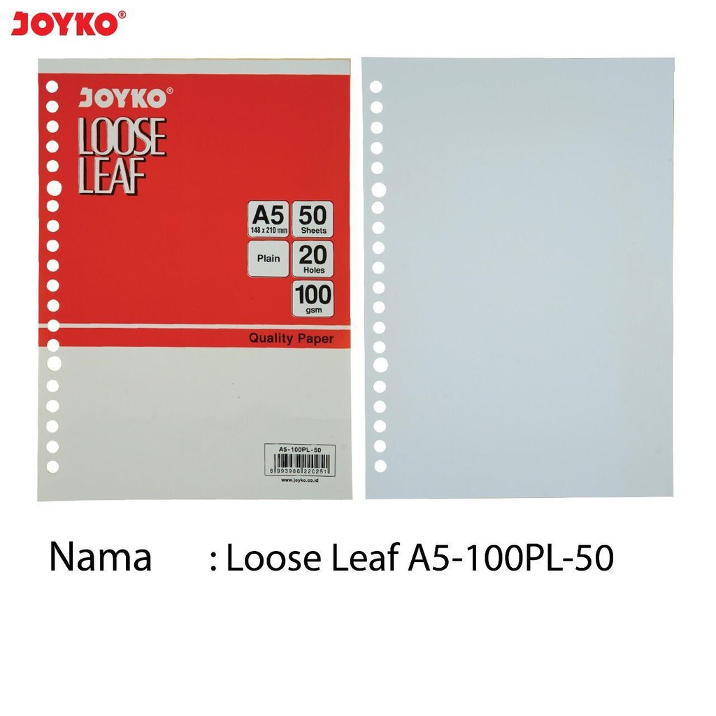 Jual Joyko Plain Loose Leaf A5 100Gsm A5-100PL-50 Sheet Kertas Binder Polos 100 gsm Lembar Tebal ...