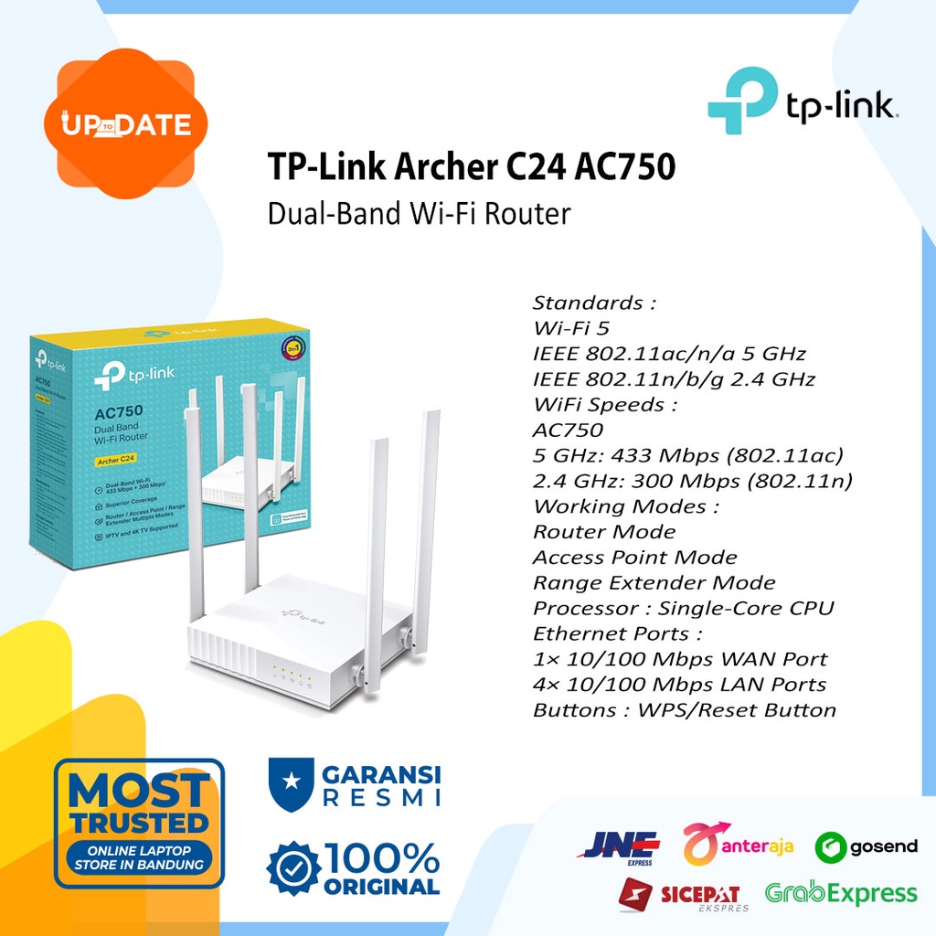Jual Tp-link Archer C24 AC750 Dual-Band Wi-Fi Router | Shopee Indonesia